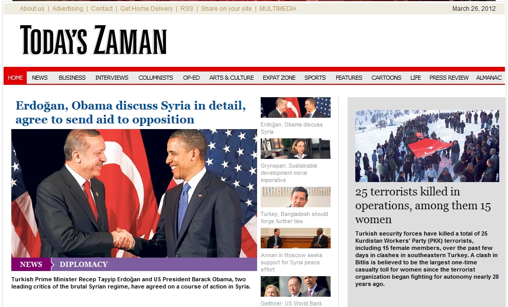 Major news in Turkey on March 26 2012 - THE AsiaN